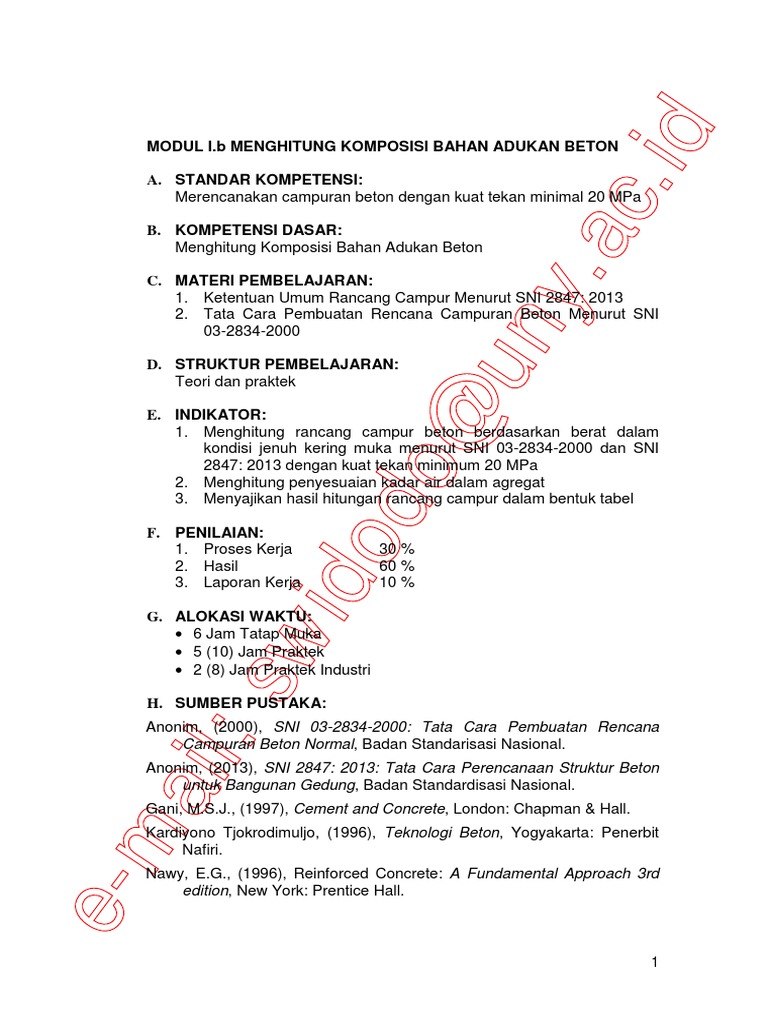 Sni-Mix Design Beton PDF | PDF