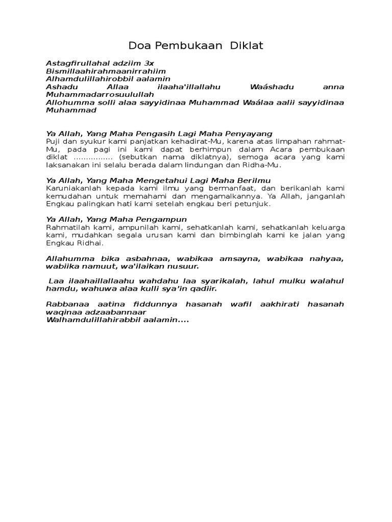 Doa Pembukaan Dan Penutupan | PDF | Agama & Spiritualitas