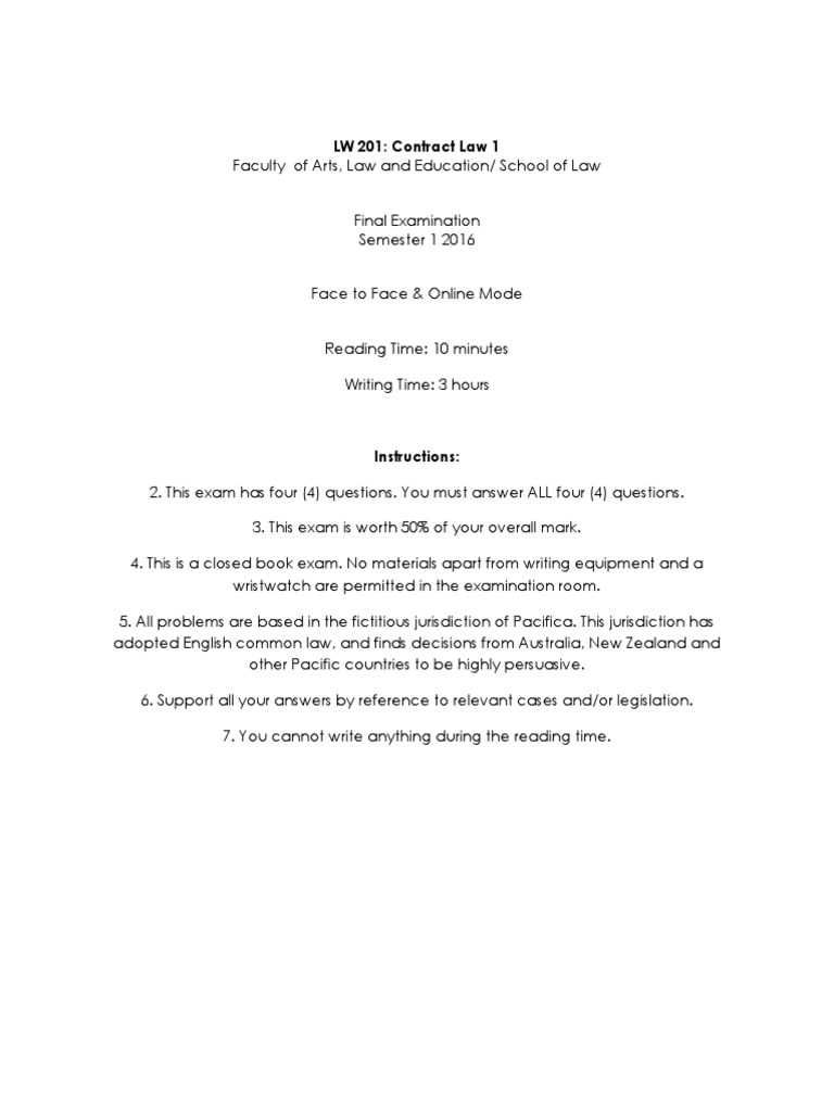 LW201 Exam PDF | PDF | Common Law | Justice