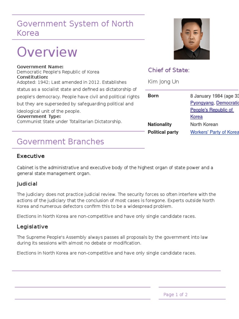 North Korea's Government Structure Overview | PDF | Government Related ...