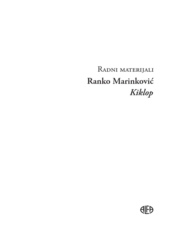 Ranko Marinković Kiklop | PDF