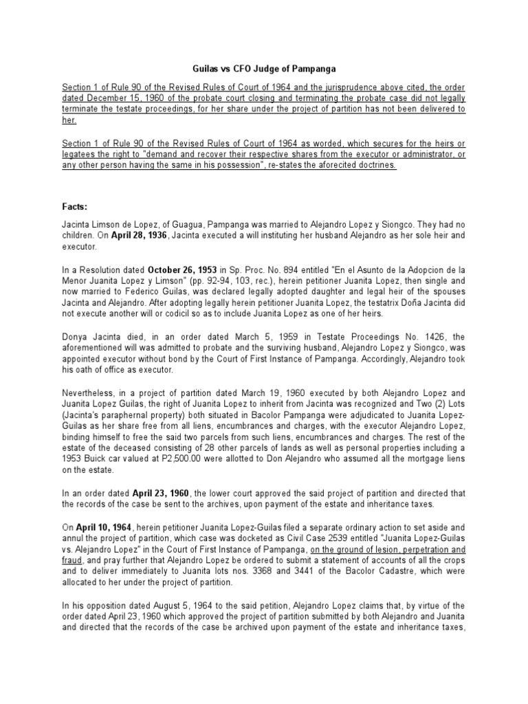 7 - Digest - Guilas Vs CFO Judge of Pampanga | PDF | Probate | Natural Resources Law