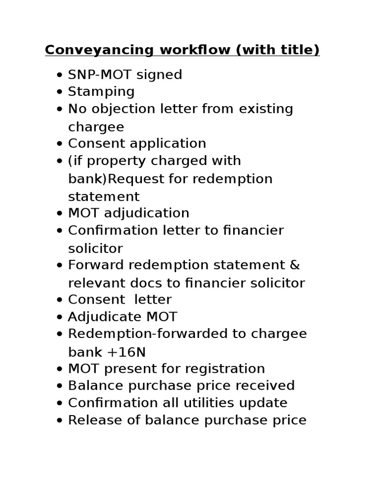Conveyancing Workflow WT | PDF | Conveyancing | Common Law