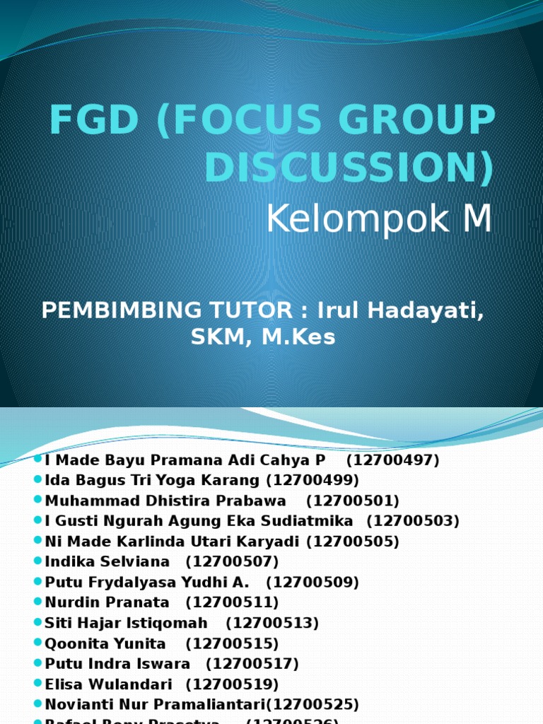 FGD (Focus Group Discussion) | PDF