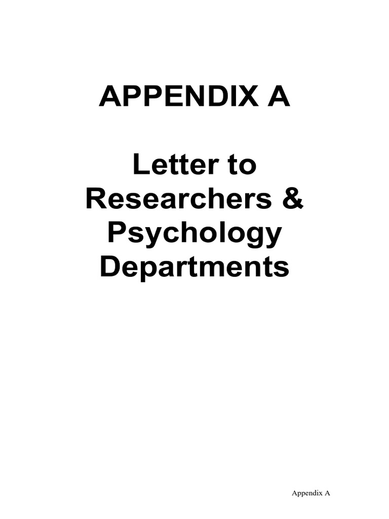 Appendix A Letter To Researchers & Psychology Departments | PDF | Grief ...