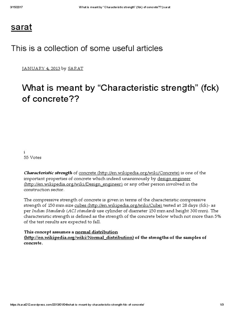 Characteristic Strength (FCK) | PDF | Concrete | Building Engineering