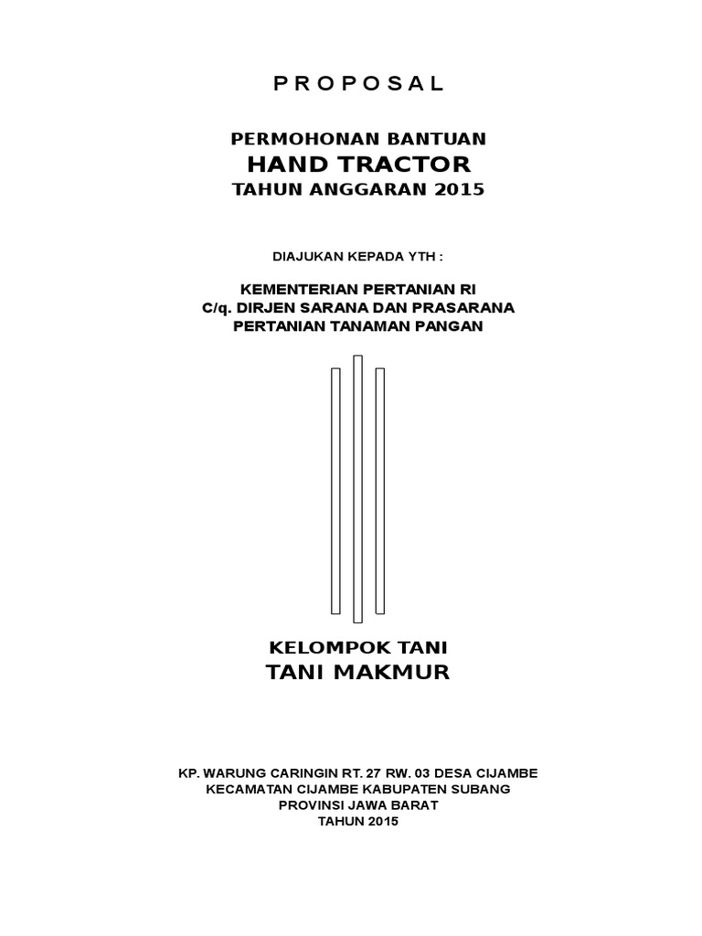 Proposal Tani Makmur Hand Tractor | PDF
