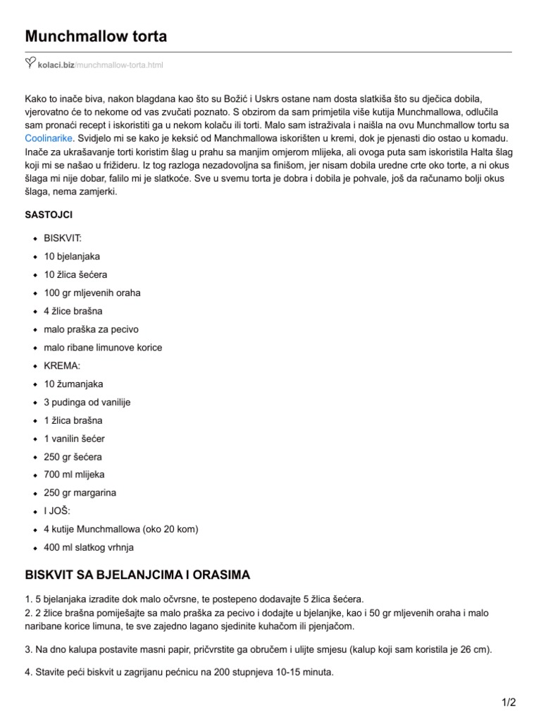 Kolaci - Biz Munchmallow Torta | PDF