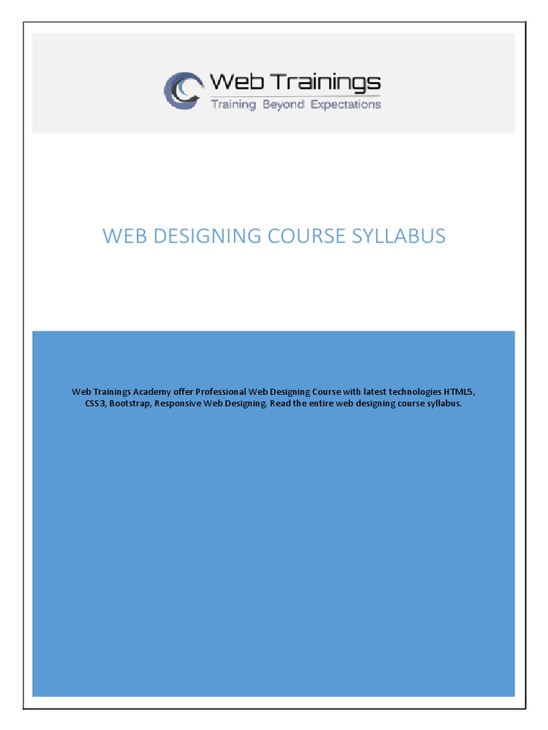 Syllabus of Web Designing Course | PDF | Html Element | Web Design