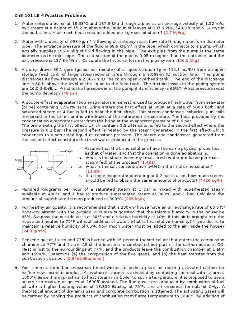 LE4 Practice | PDF | Combustion | Steam