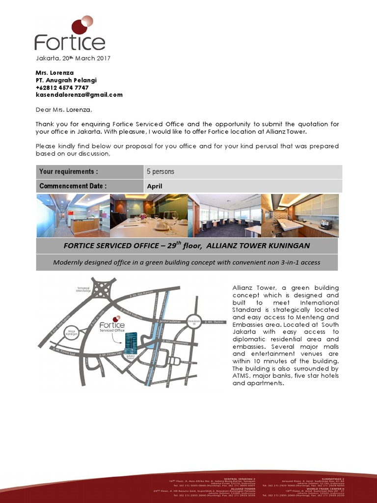 Fortice Serviced Office Quotation (Allianz Tower) - Mrs. Lorenza | PDF ...