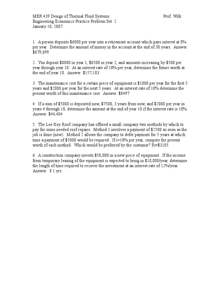 Engineering Economics Practice Problems 2 | PDF