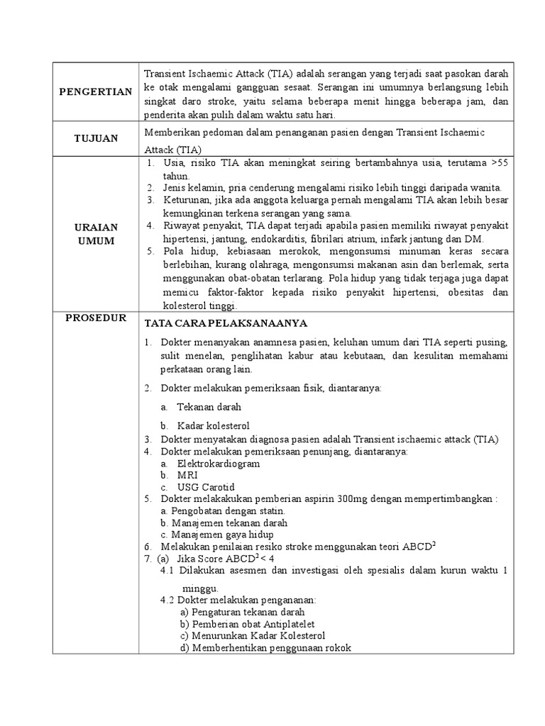 Sop Tia | PDF | Kesehatan Holistik | Sains & Matematika