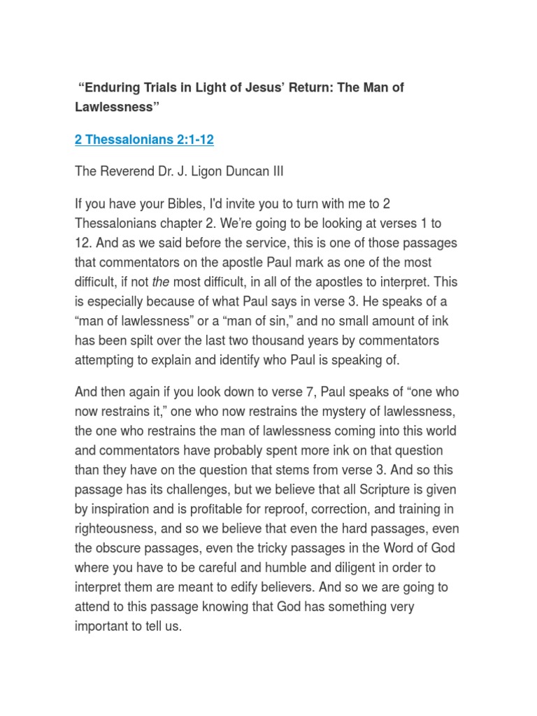 The Man of Lawlessness | PDF | Biblical Inerrancy | Paul The Apostle
