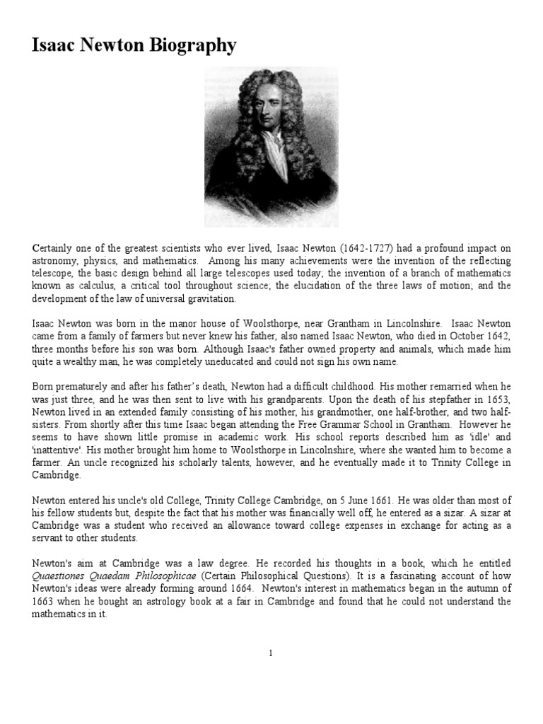 1.isaac Newton Biography | PDF | Isaac Newton | Science