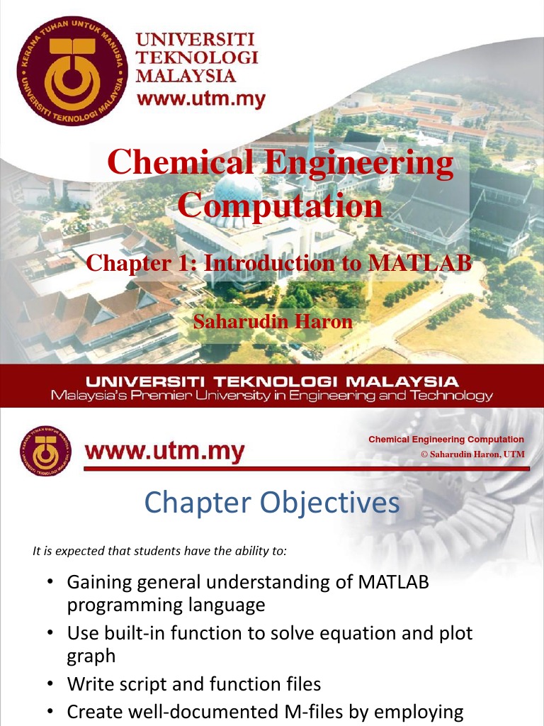 Chemical Engineering Computation: 1: Introduction To MATLAB | PDF | Matlab | Matrix (Mathematics)