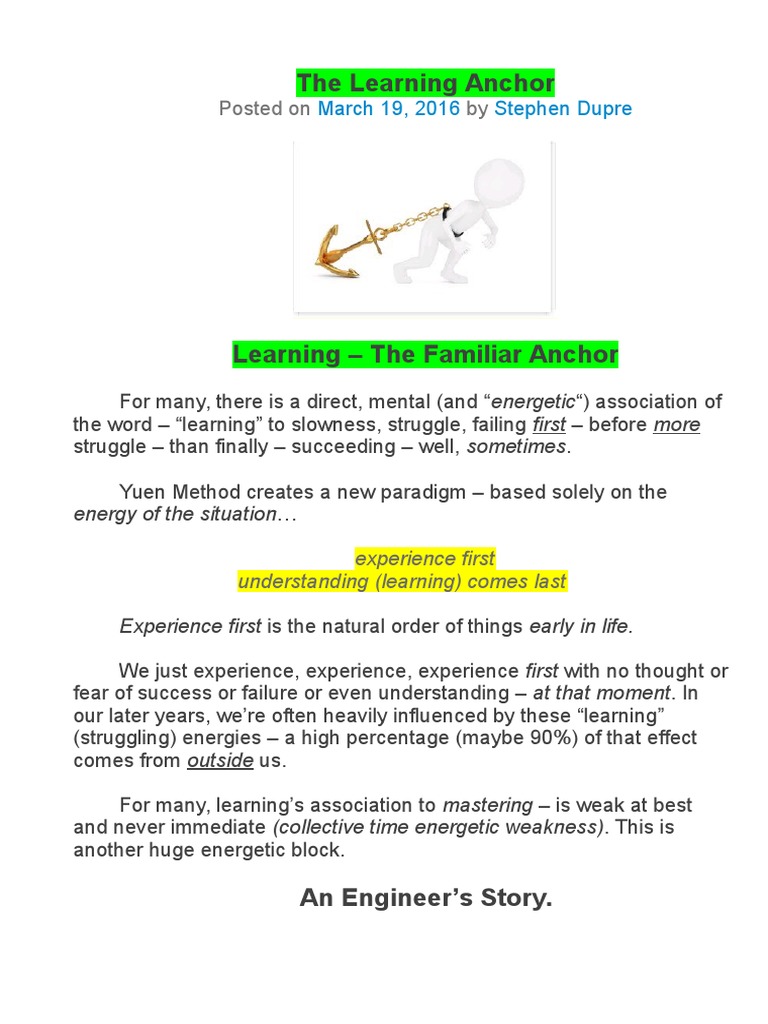Yuen Method - The Learning Anchor | PDF | Truth | Expert