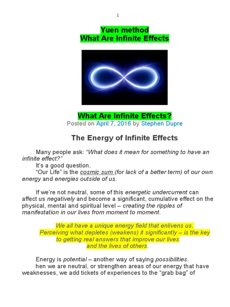 Yuen Method - What Are Infinite Effects | PDF | Truth | Behavioural ...