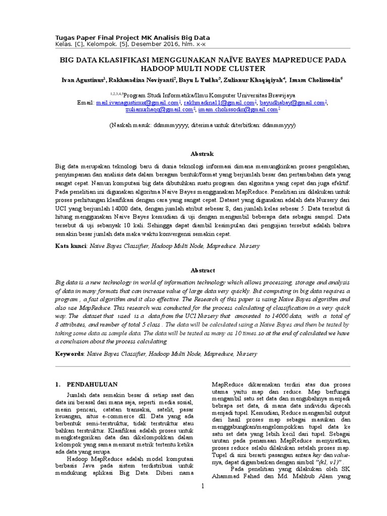 Naïve Bayes MapReduce di Hadoop | PDF | Teknologi & Rekayasa