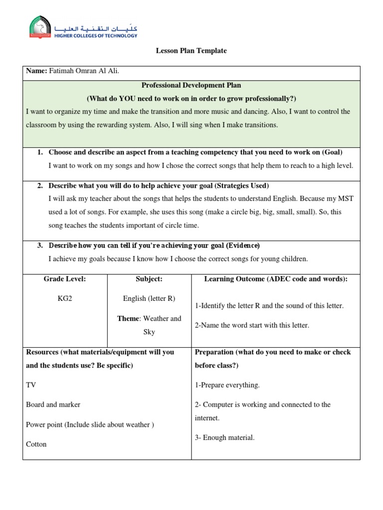 Lesson Plan English Letter R Done | PDF | Lesson Plan | Pedagogy