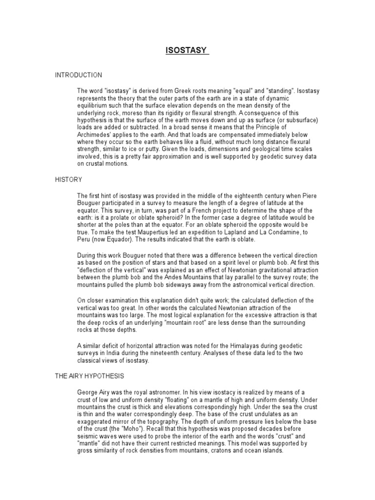 Isostasy Theory | PDF | Plate Tectonics | Crust (Geology)