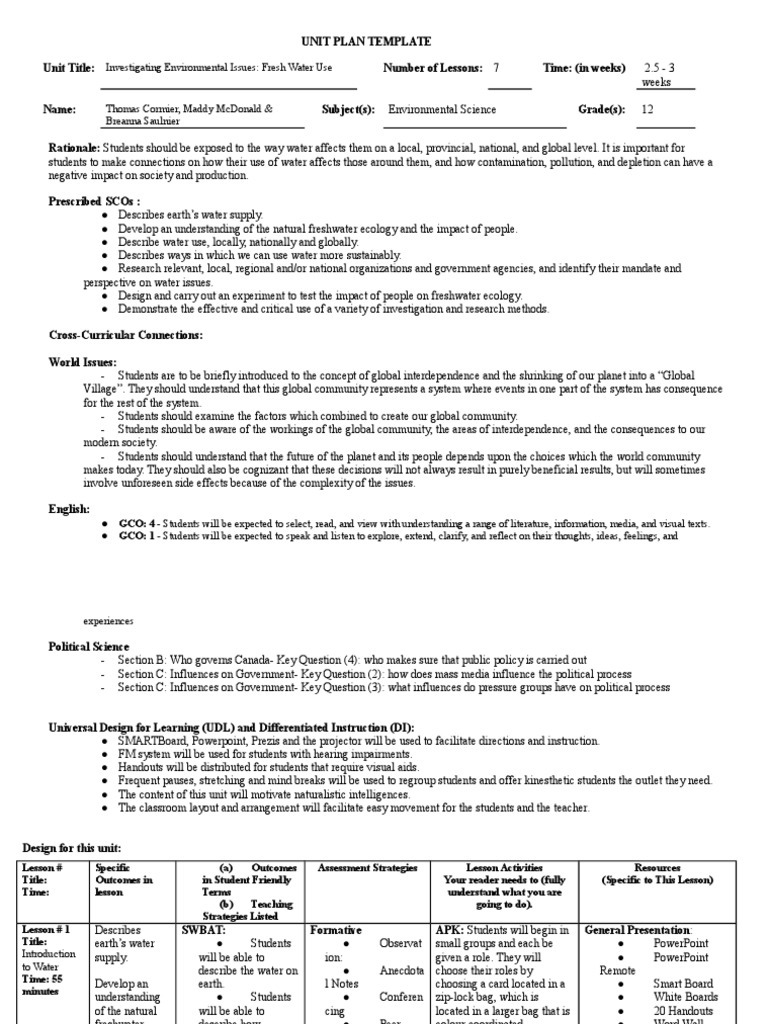 Science Unit Plan | PDF | Natural Environment | Cognition