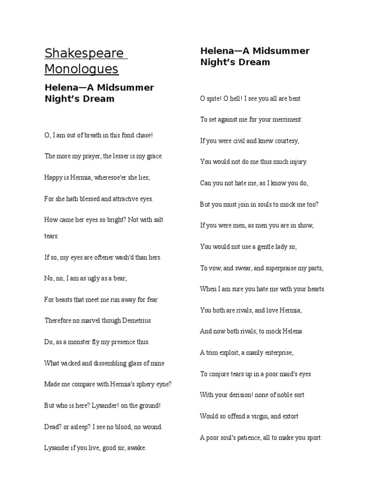 Shakespeare Monologues | Download Free PDF | Characters In Romeo And Juliet