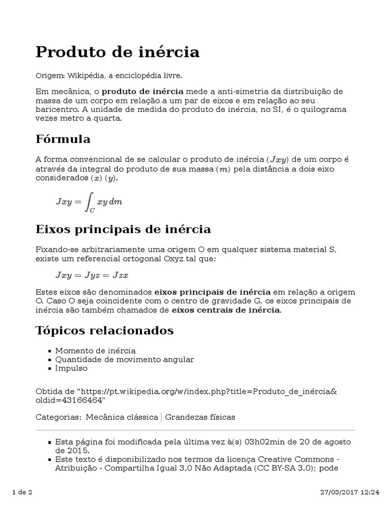 Produto de Inércia | PDF