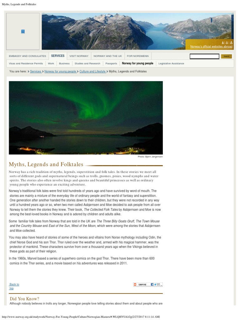 Norwegian Myths and Folktales Overview | PDF