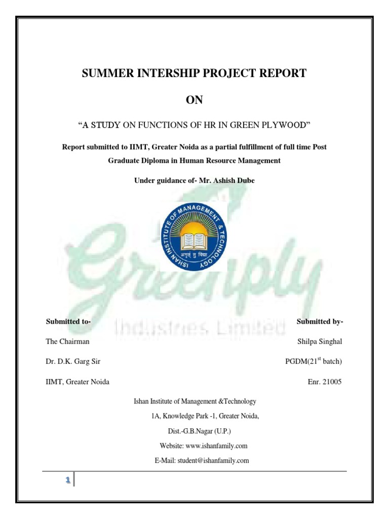 Summer Intership Project Report HR | PDF | Human Resource Management ...