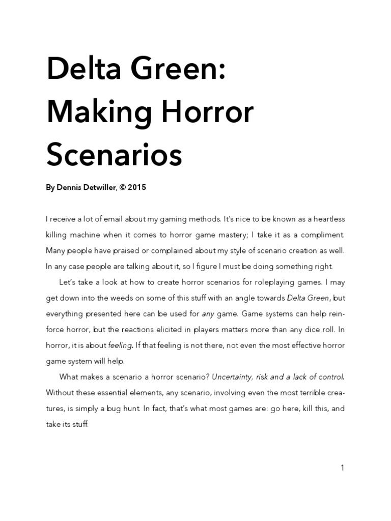 Making Horror Scenarios: Delta Green | PDF | Horror Films | Crime Thriller