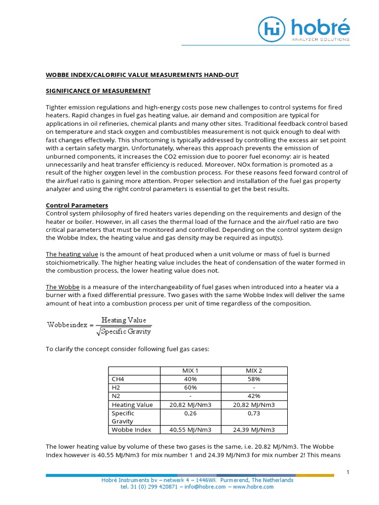 Wobbe Index Calorific Value Handout Natural Gas | PDF | Natural Gas ...