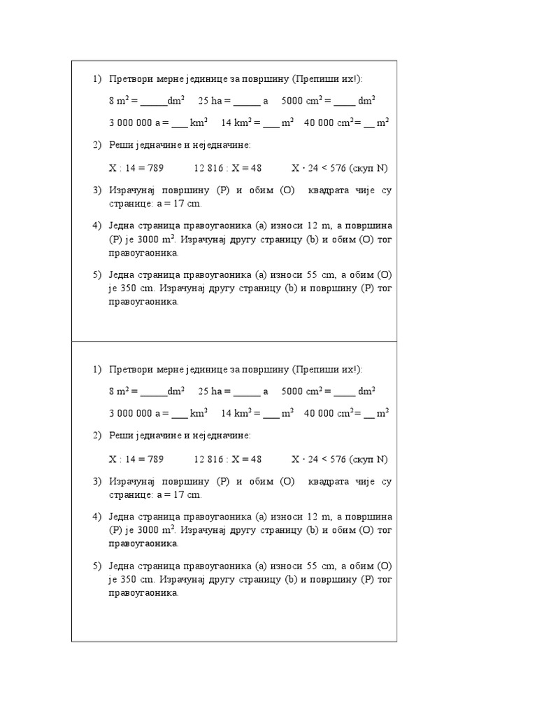 Matematika IV Treci Skolski Pismeni Zadatak | PDF