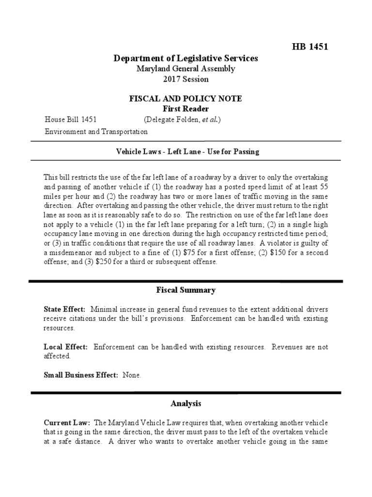 Laws Left Lane | PDF | Speed Limit | Traffic