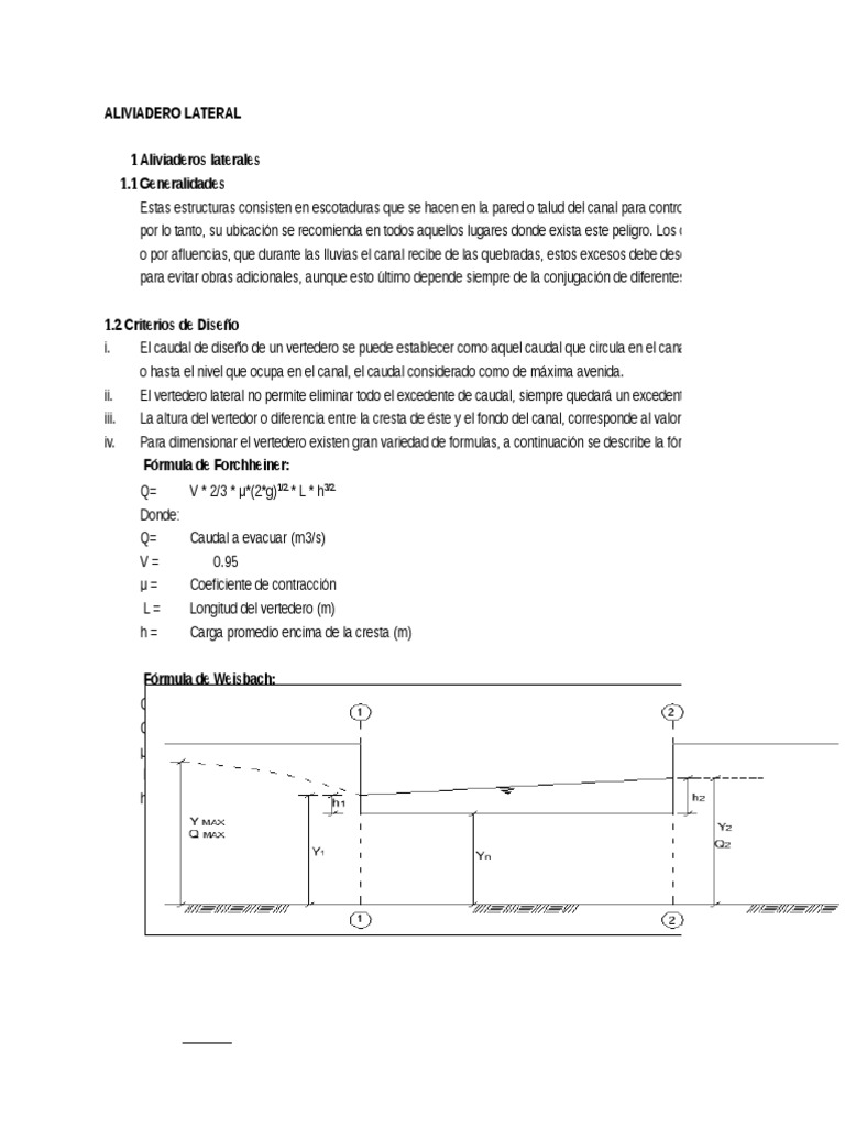 Vertedero Lateral | PDF | Descarga (hidrología) | Ingeniería hidráulica
