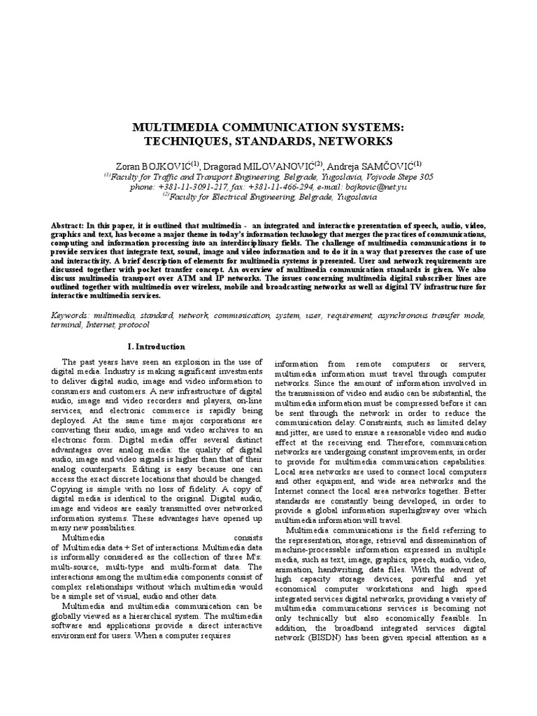 Multimedia Communication Systems | PDF | Computer Network | Network Packet