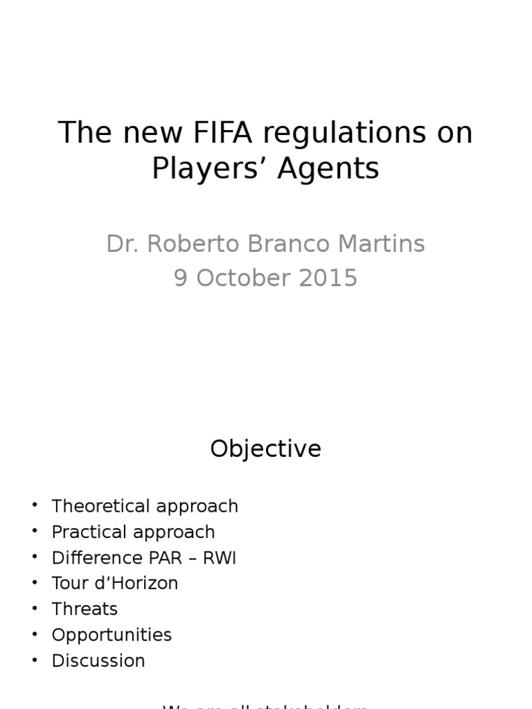 FIFA Players' Agents Regulations Overview | PDF | International Labour ...