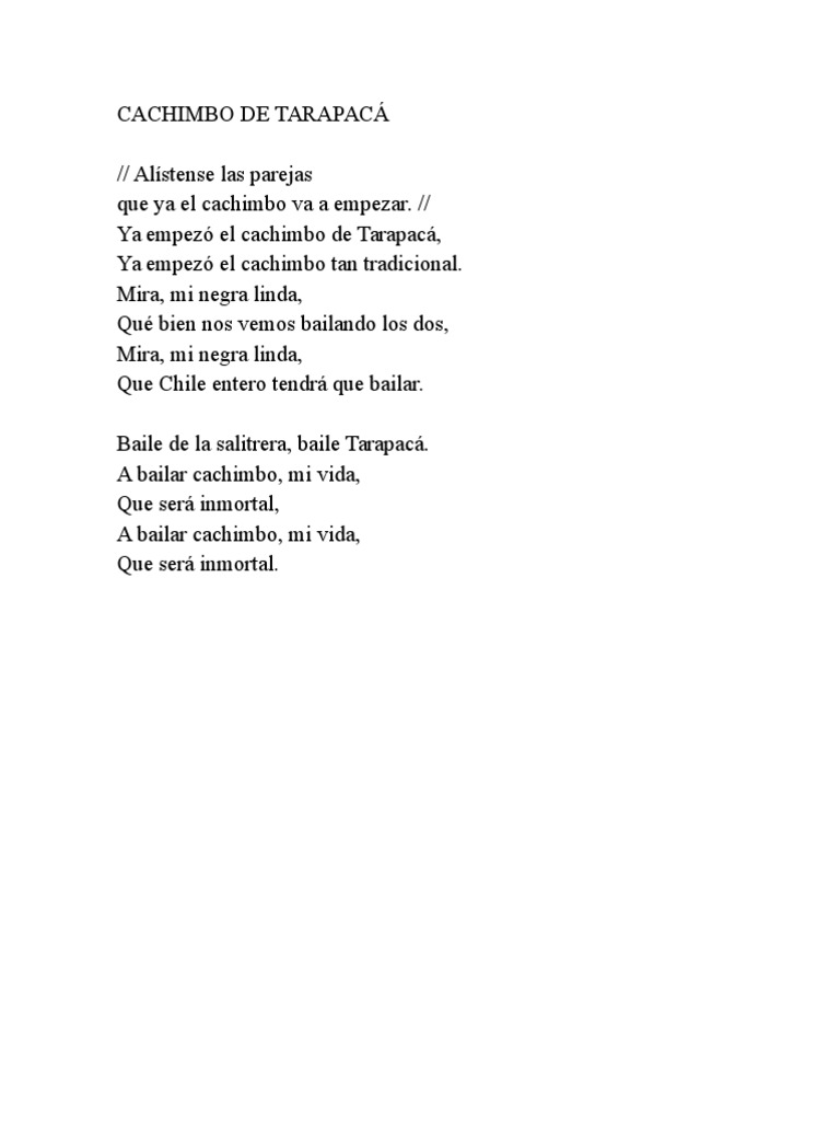 El Cachimbo de Tarapacá: Baile Tradicional | PDF | Poesía