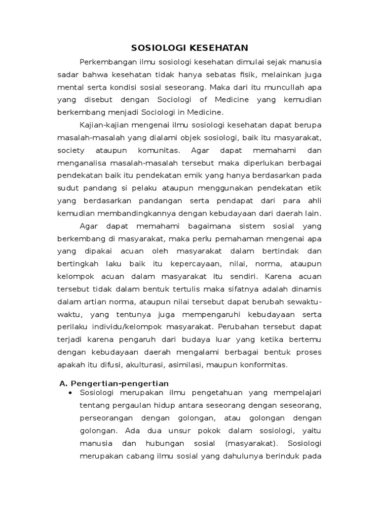Sosiologi Kesehatan Pdf