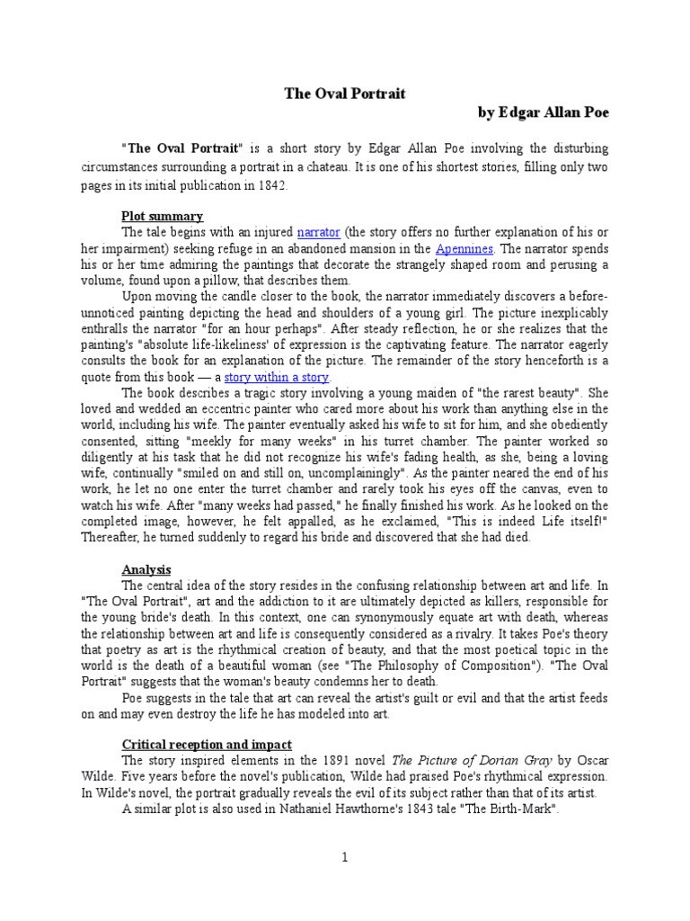 The Oval Portrait | Paintings | Fiction & Literature