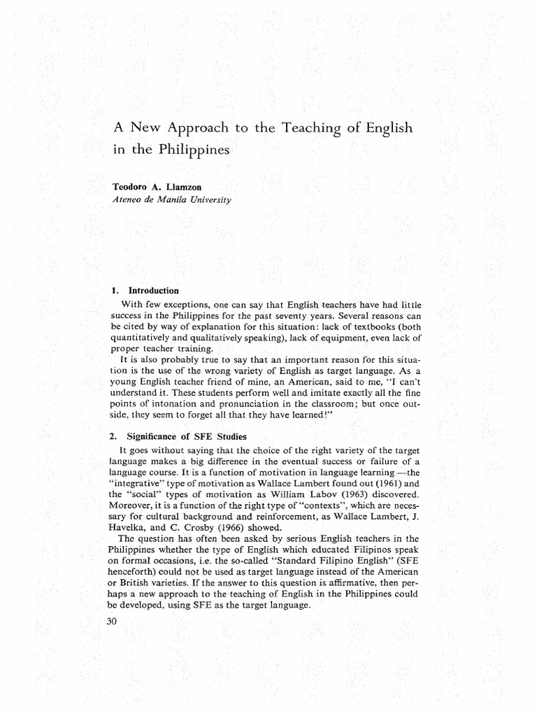 A New Approach To The Teaching of English in The Philippines | PDF ...