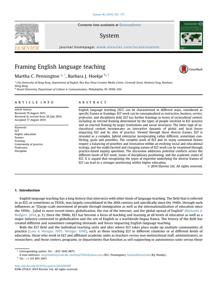 Framing English Language Teaching | PDF | English As A Second Or ...