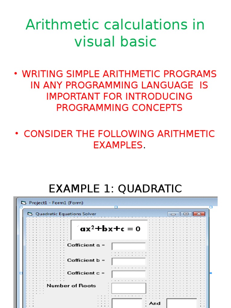 Arithmetic Calculations In Visual Basic Volume Arithmetic