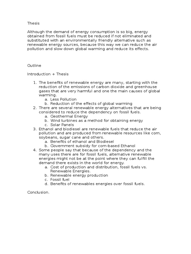 Argumentative Essay Outline and WC | PDF | Energy Development ...