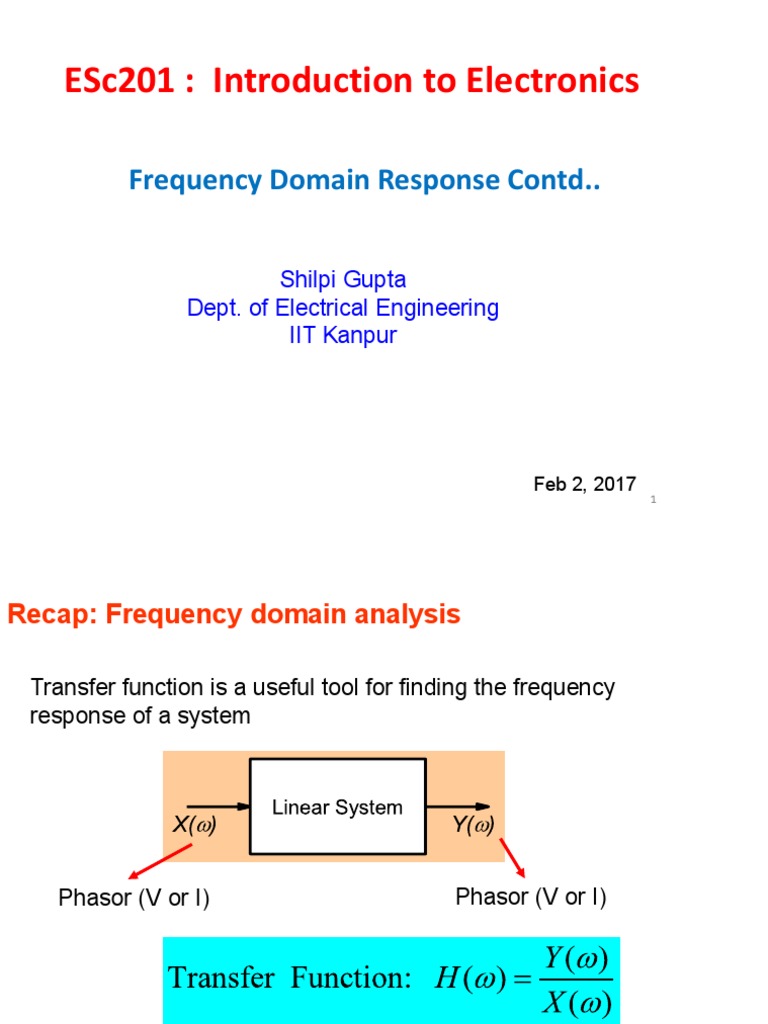 Esc201: Introduction To Electronics: Frequency Domain Response Contd. | PDF | Analog Circuits ...