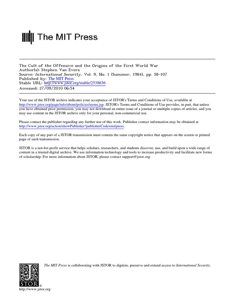 Van Evera - Cult of The Offensive | PDF | Mobilization | Austria Hungary