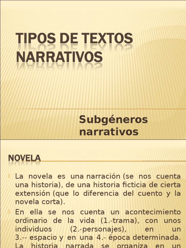 Tipos de Textos Narrativos | PDF | Novelas | Cuentos