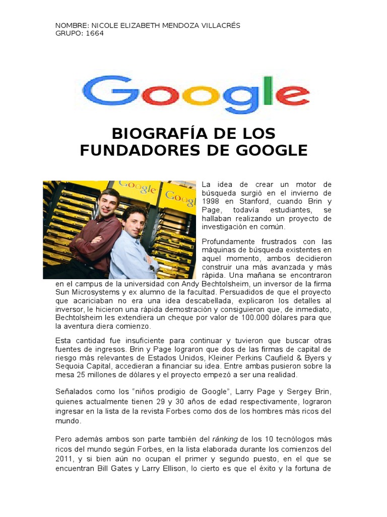 biografia de los fundadores de GOOGLE | Google | Alphabet Inc.