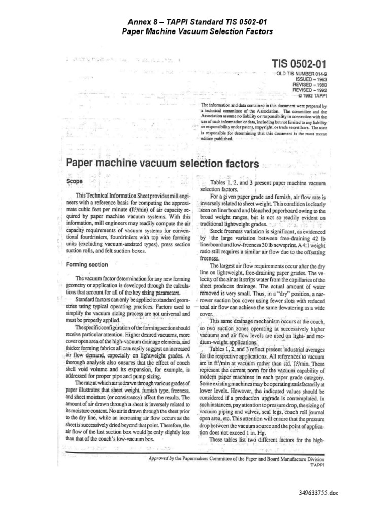 Vacuum Selection for Paper Machines | PDF