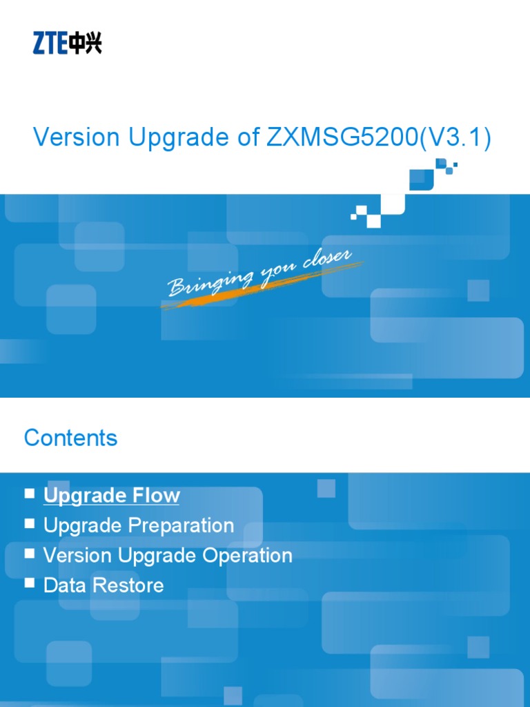 06 AG - SM006 - E02 - 1 ZXMSG5200 (V3.1) Version Upgrade-30p | PDF ...